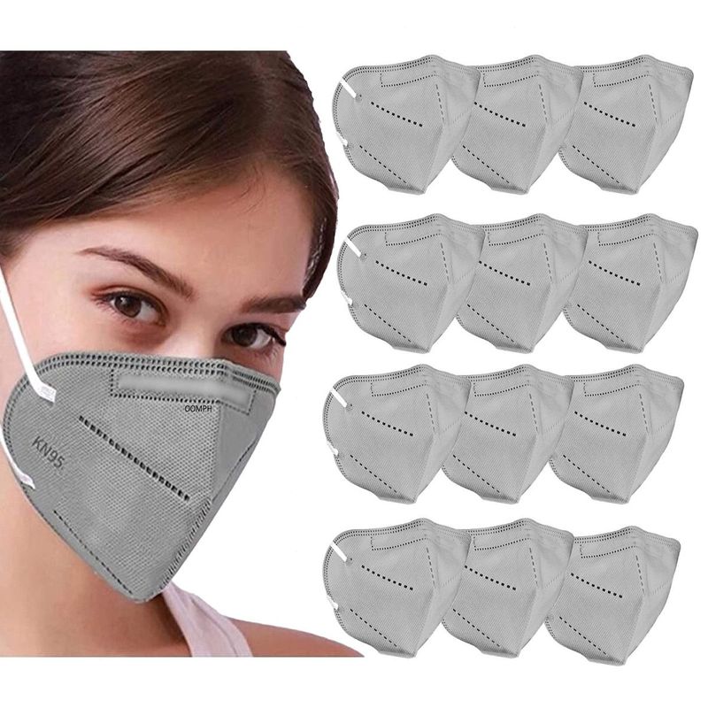 OOMPH Pack Of 50 Kn95 N95 Anti Pollution Reusable 5 Layer Mask Grey