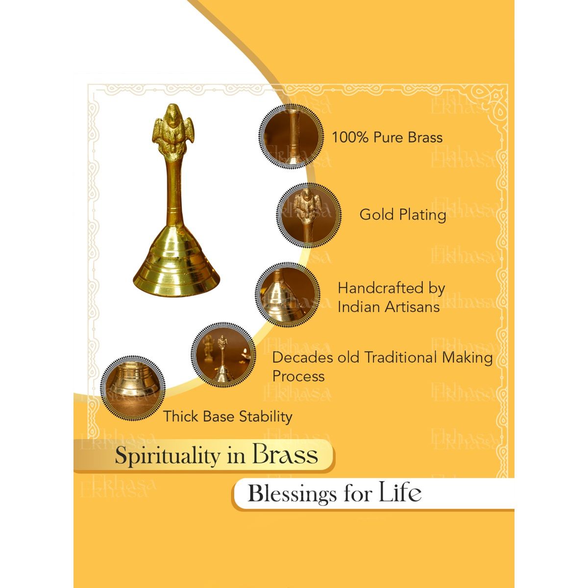 Buy Ekhasa 100% Pure Brass Garuda Ghanti for Pooja Online
