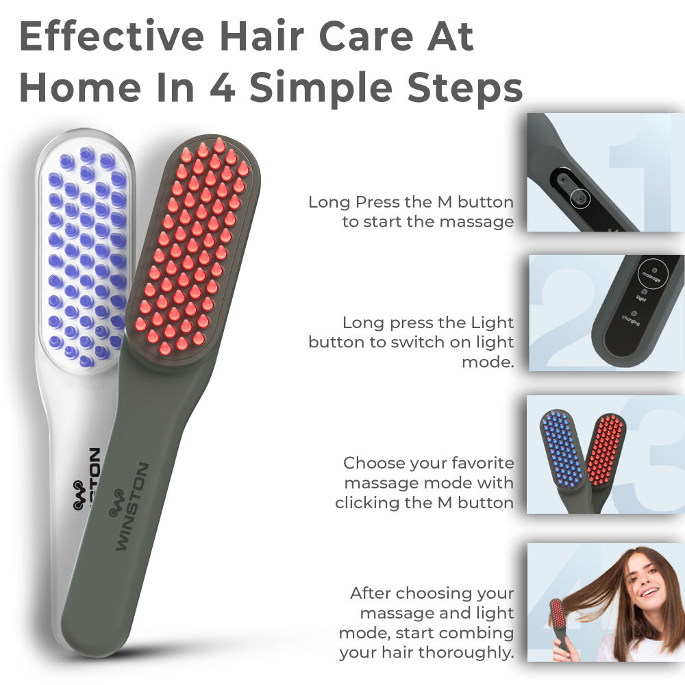 Winston Rechargeable LED Hair Growth Therapy Comb - Grey: Buy Winston ...