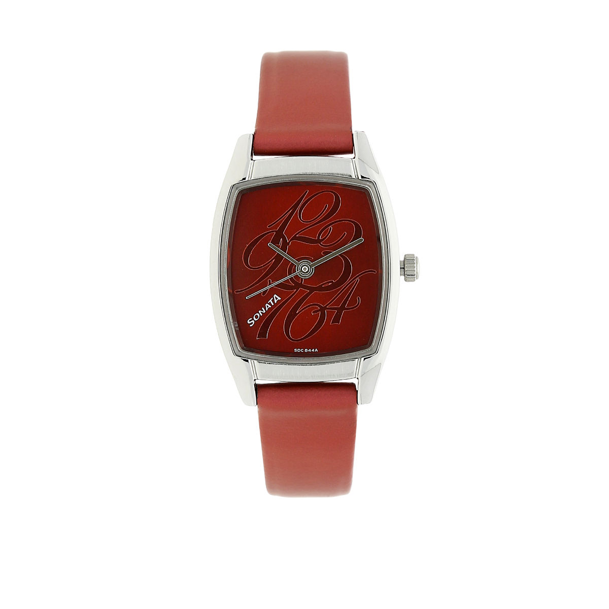 Buy Sonata Red Dial Red Leather Strap Watch Online