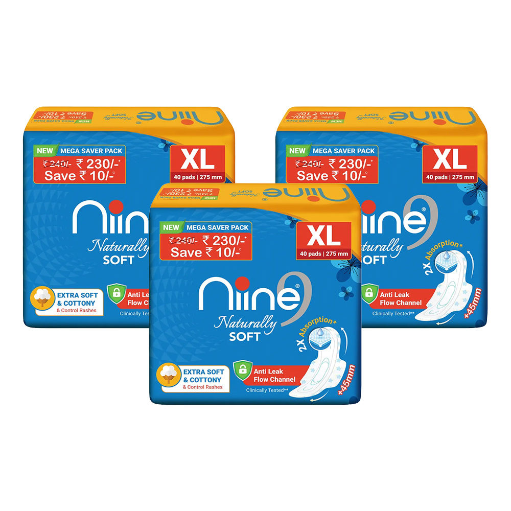 Niine Naturally Soft Sanitary Napkins Extra Long Combo (Pack Of 3): Buy ...