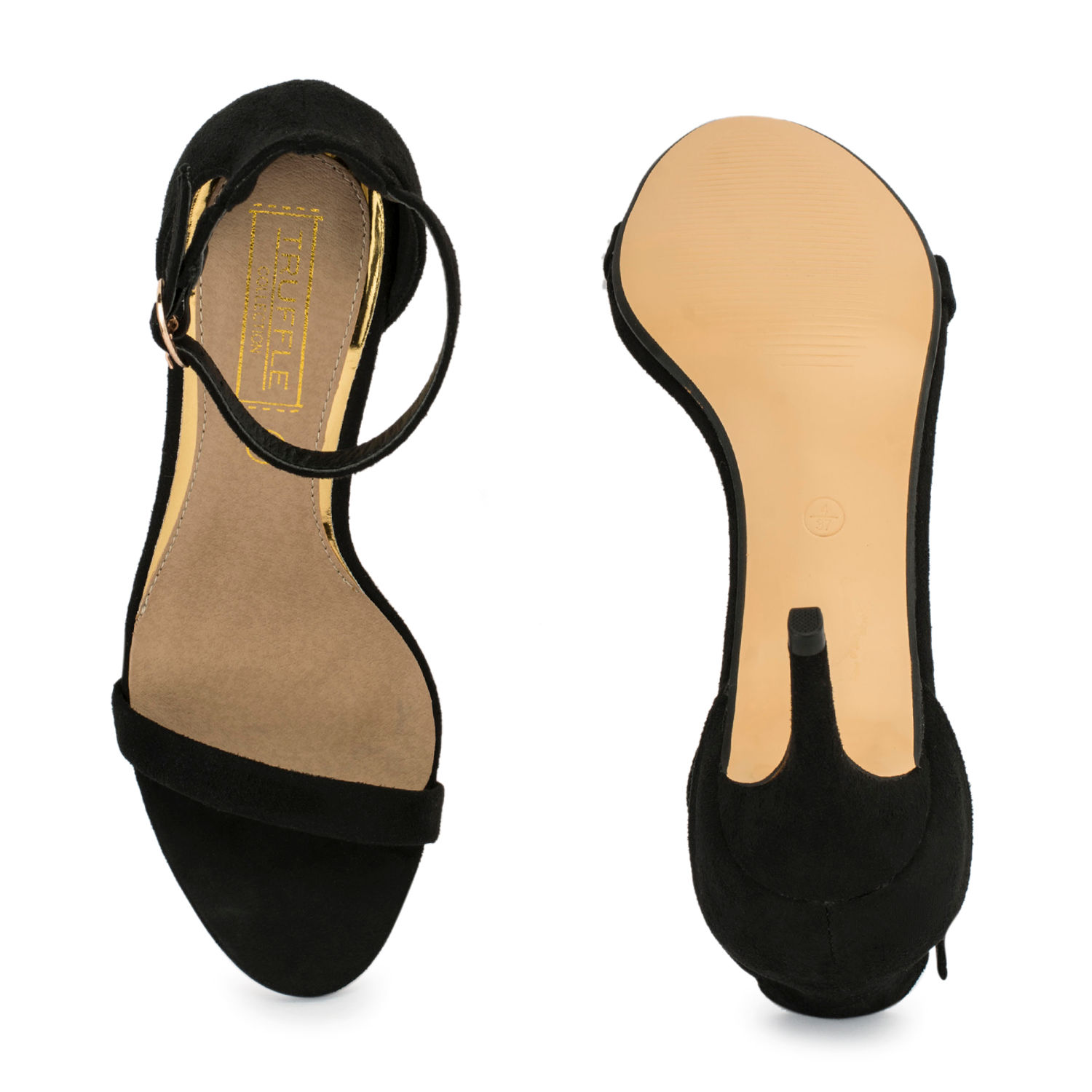 Buy Truffle Collection Black Barely There Low Heel Sandals Online