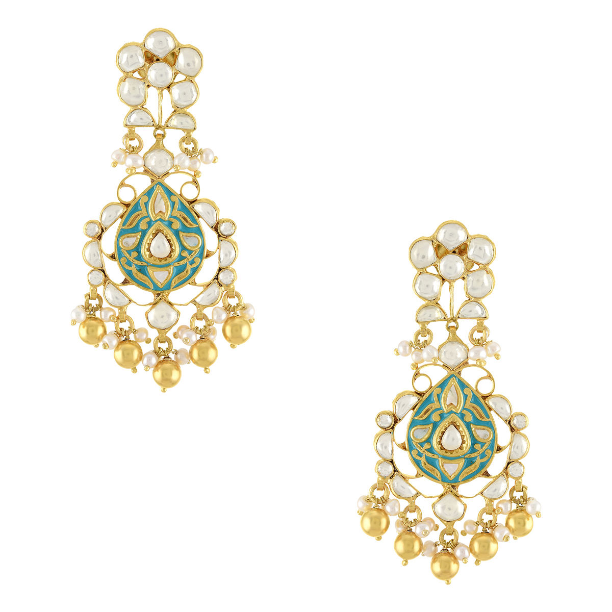 Buy Tribe Amrapali Silver Gold Plated Apsara Floral Blue Enamel Ball ...