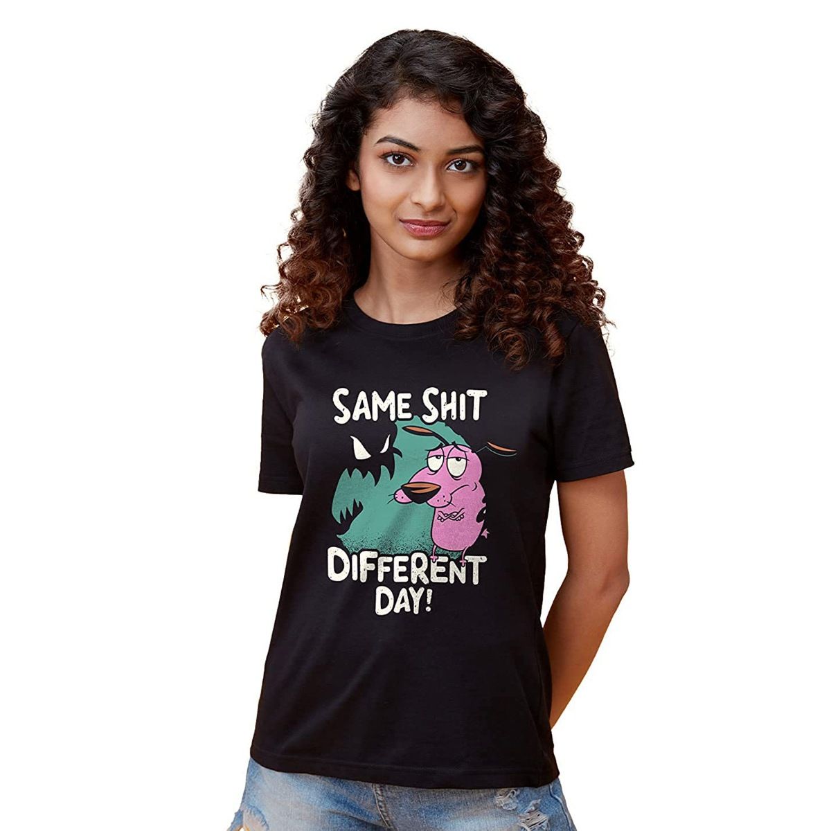 Buy The Souled Store Men Official Courage Same Shit Black T-Shirts Online