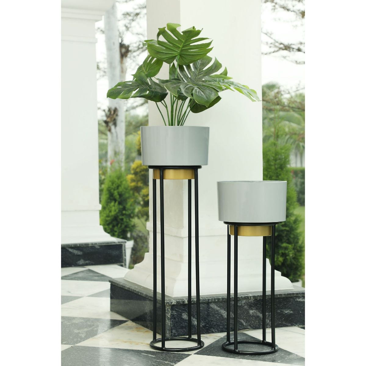 Buy Feather Your Nest Home Decor Grey and Gold Finishing Planters with ...