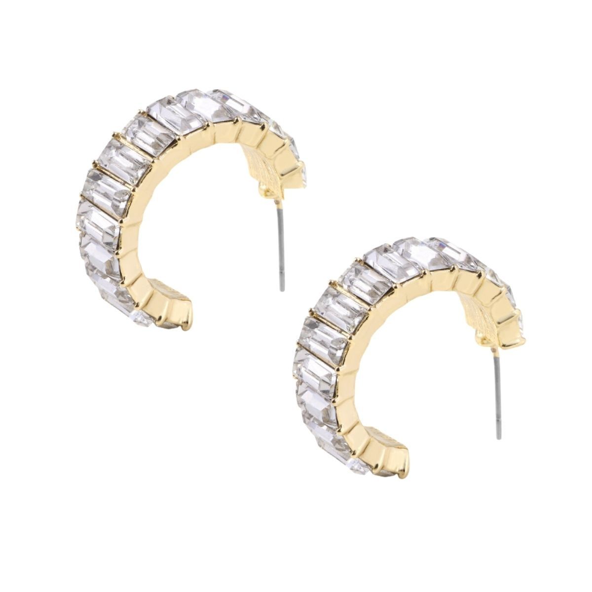 Buy FEMNMAS Crystal White Stone Hoops Online
