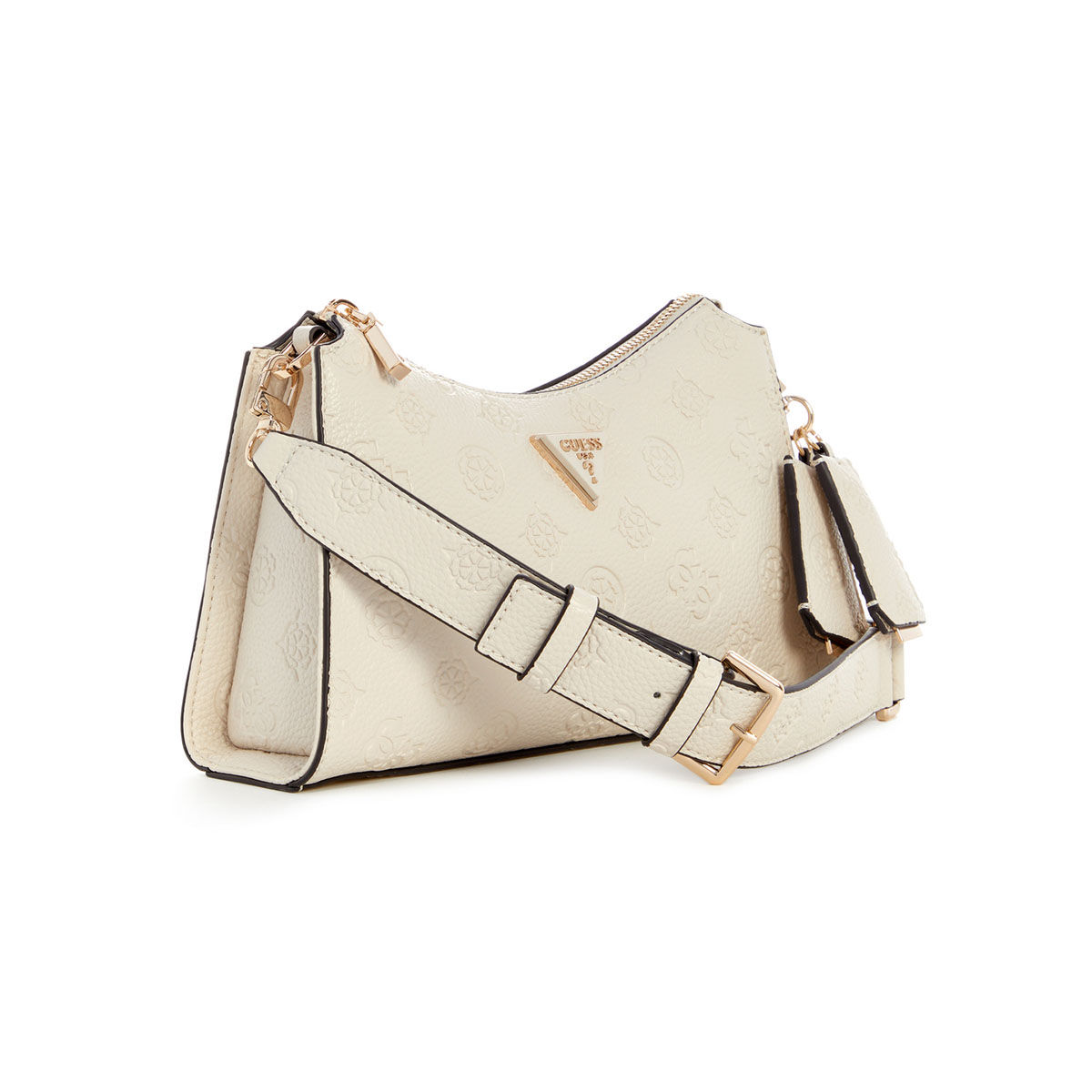 Buy Guess Off White Textured Shoulder Bag with Detachable Strap Online