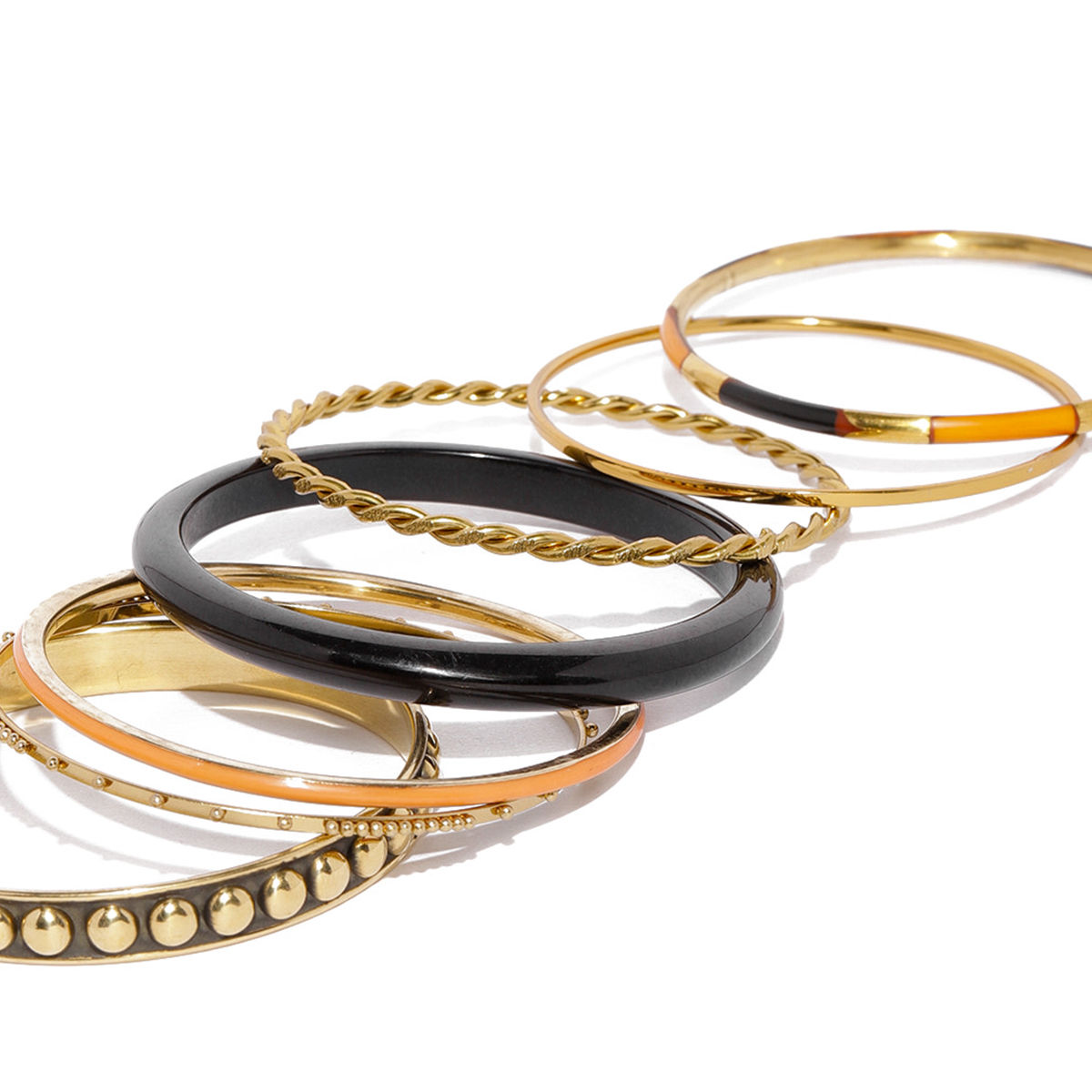 Toniq Set Of 8 Black Gold Bangles: Buy Toniq Set Of 8 Black Gold ...
