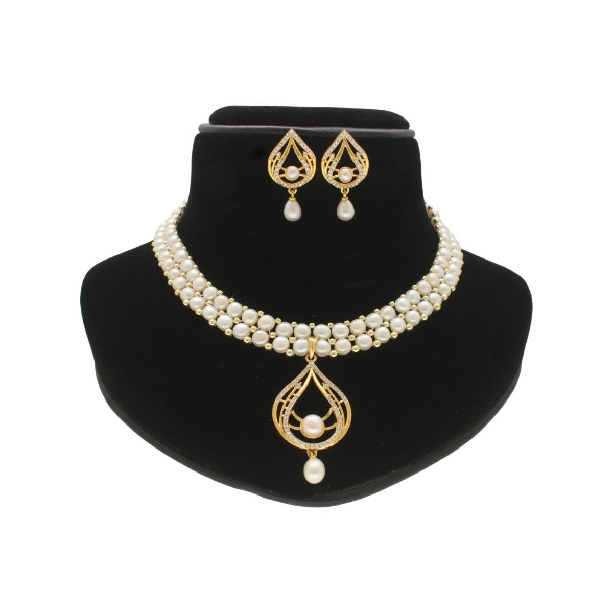Buy Sri Jagdamba Pearls Spectacular Dual Line Pearl Jewellery Set Online