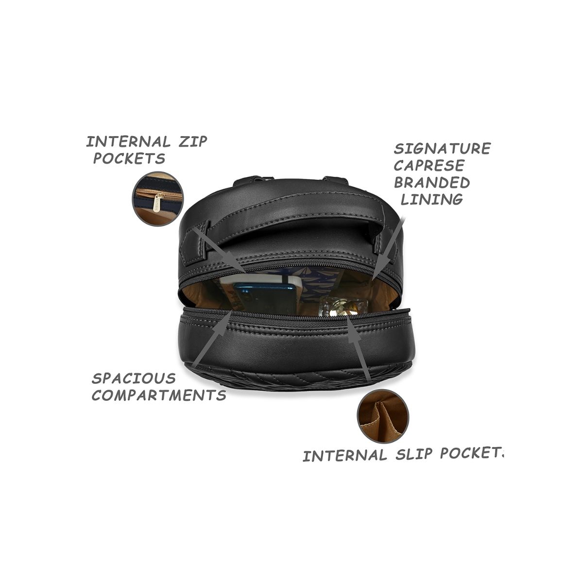 Buy Caprese Mavis Backpack Medium Black Online