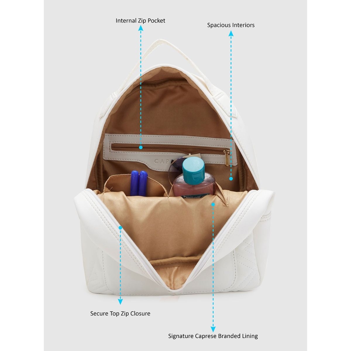 Buy Caprese Mavis Backpack Medium White Online