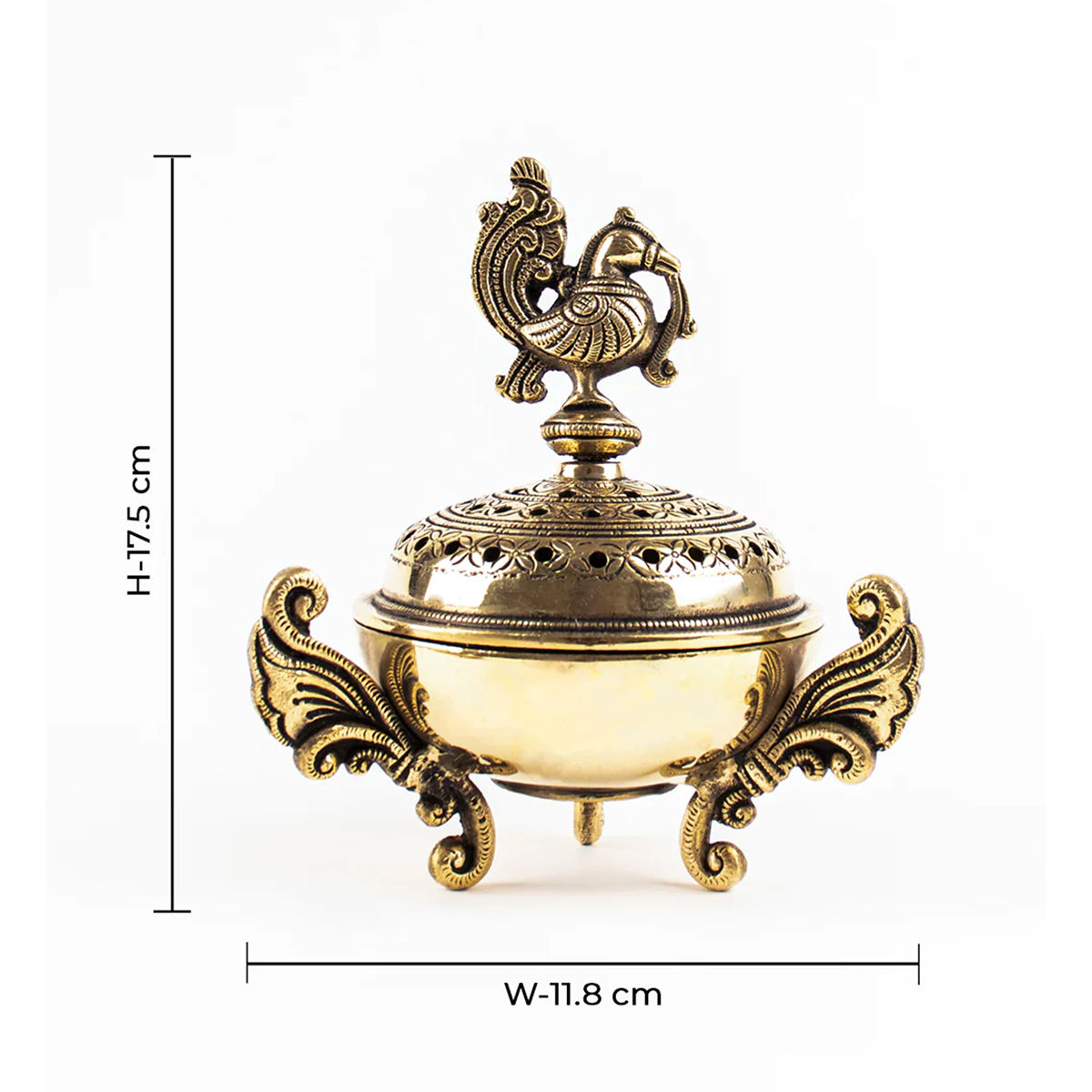 Buy DecorTwist Brass Dhoopdani Incense Burner with Peacock for Pooja ...