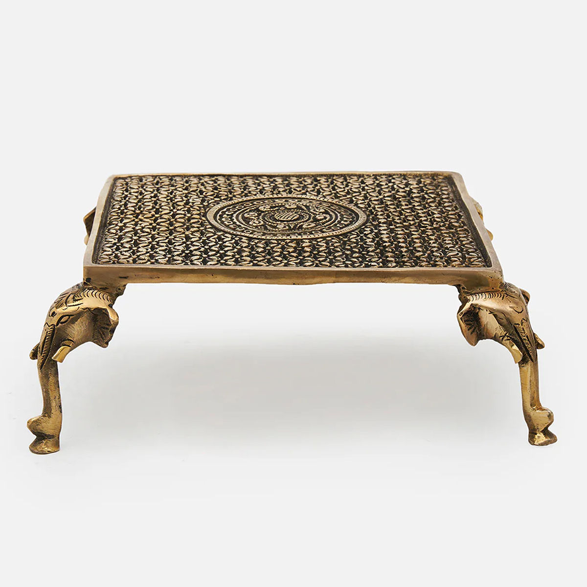 DecorTwist Brass Elephant Leg Designer Puja Chowki (Pedestal): Buy ...