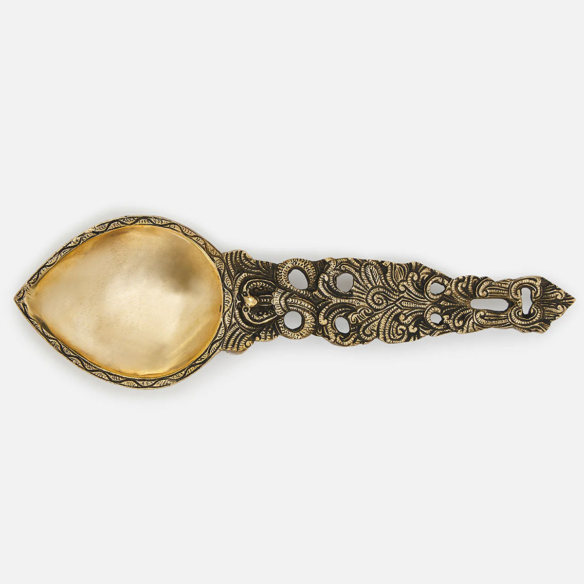 Buy DecorTwist Big Pooja Brass Aarti Havan Chammach Spoon Harathi with ...