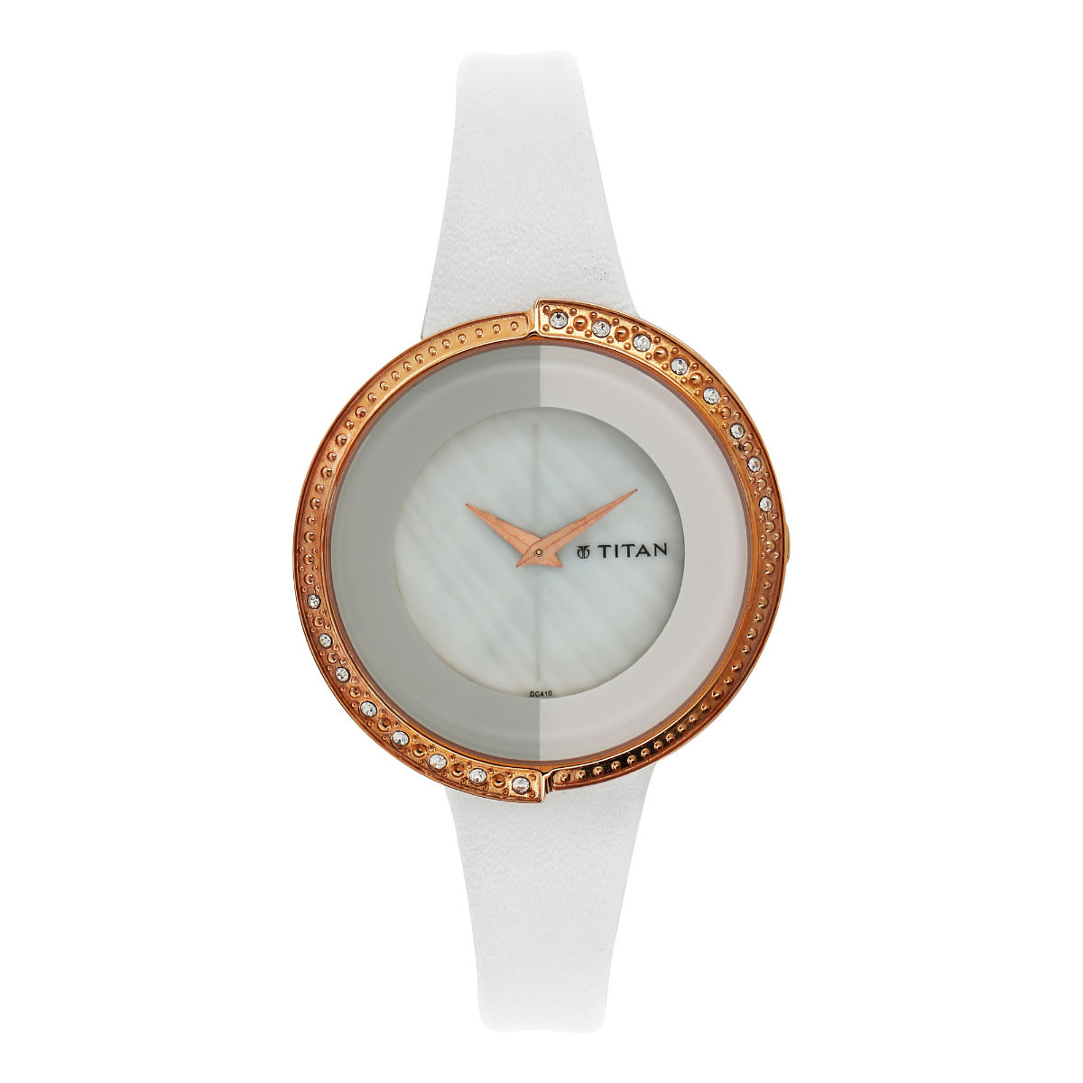 Buy Titan White Dial White Leather Strap Watch Online