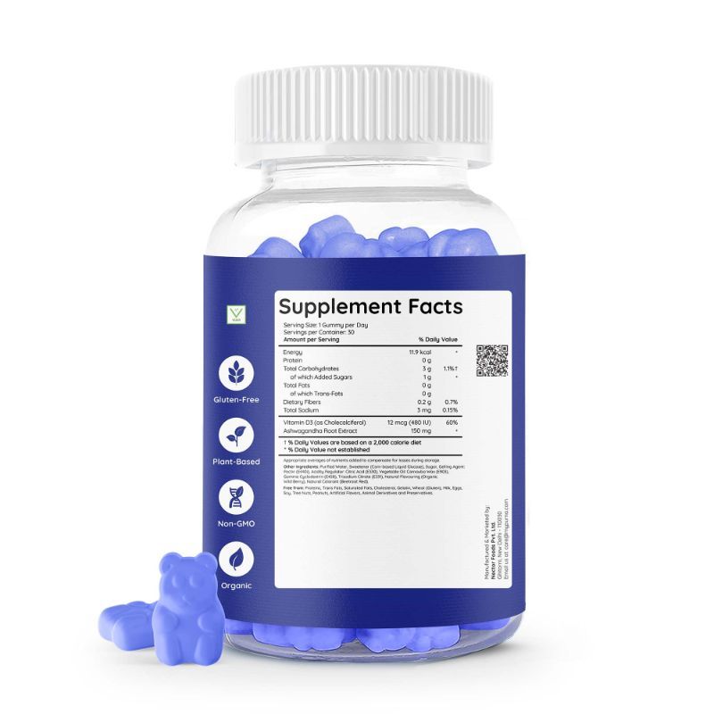 Purna Gummies Ashwagandha Wild Berry Flavour Gummies to Decrease Stress ...