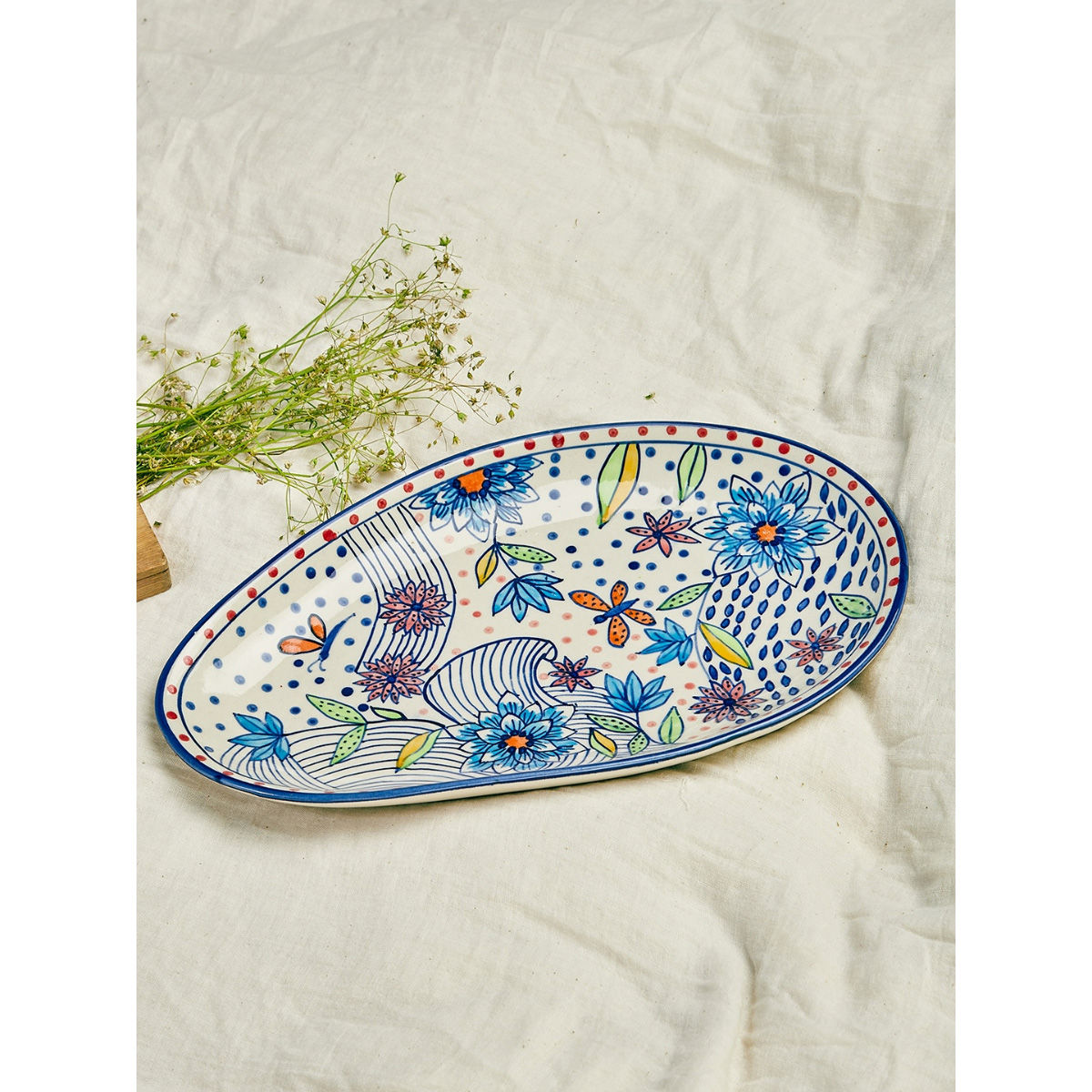 The Wishing Chair Wild Indigo Handpainted Oval Platter: Buy The Wishing ...