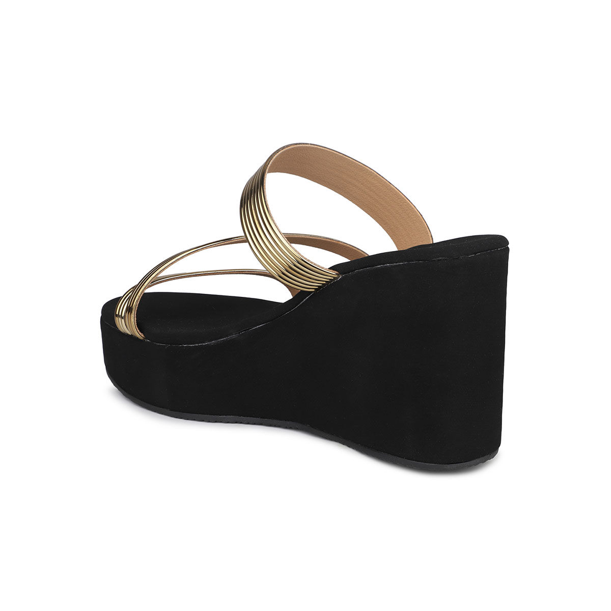 Buy Inc.5 Women Gold Solid Party Wedges Online