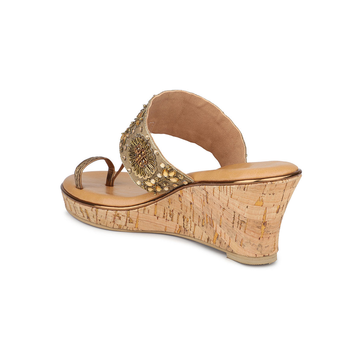Buy Inc.5 Embellished One Toe Gold Party Wedges Online