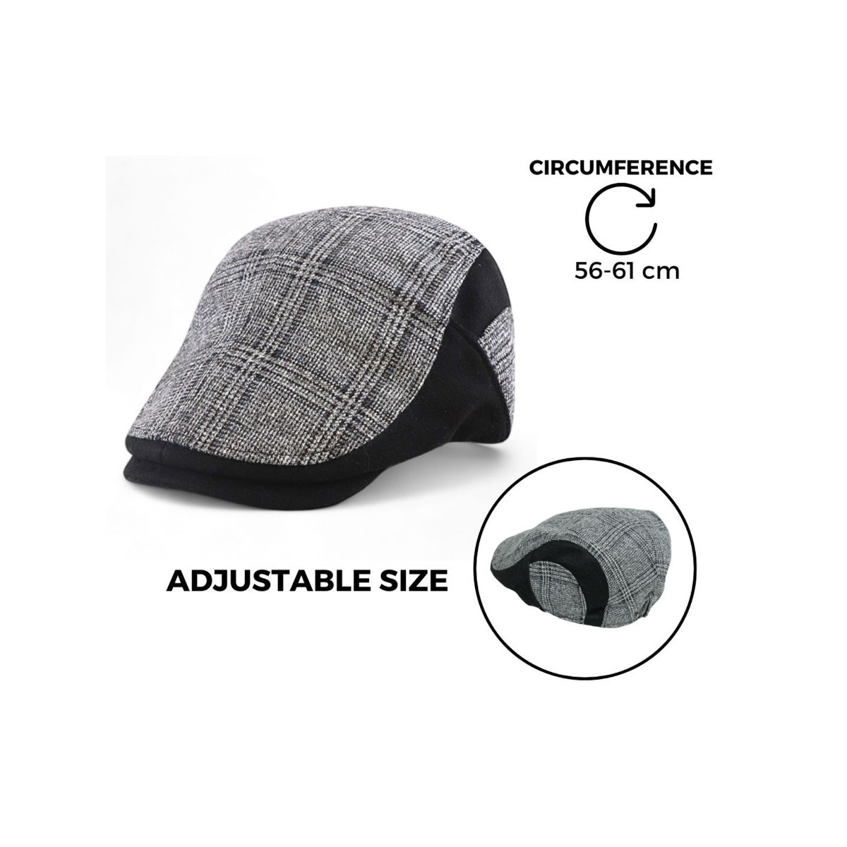 Buy CHOKORE Men Black Fashionable Retro British Plaid Ivy Cap Online