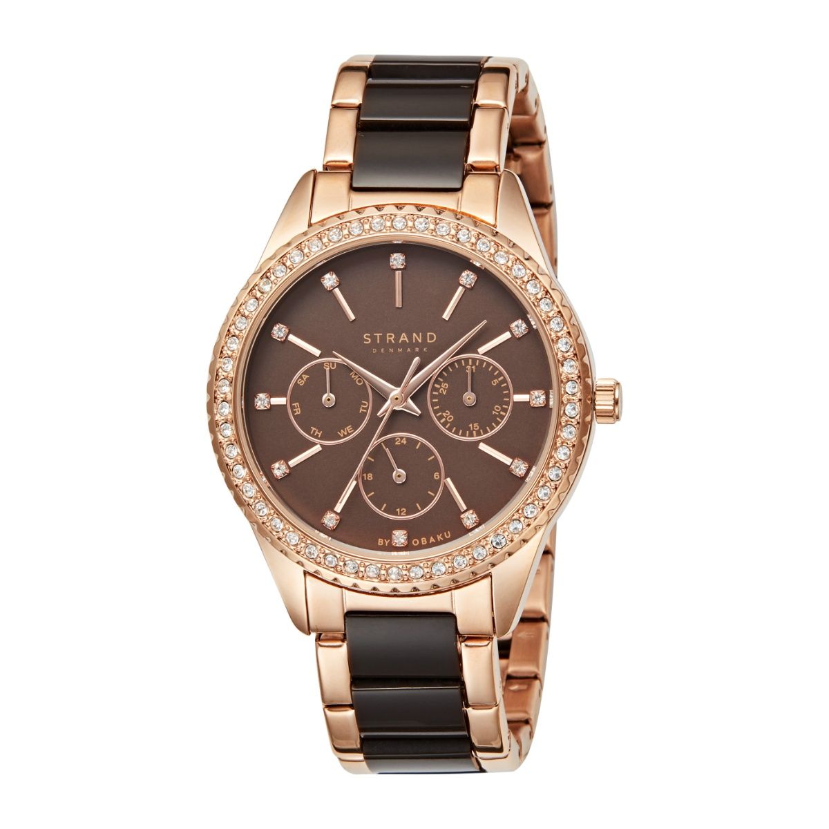 Buy Strand by Obaku Sandy Coffee Multifunction Brown Round Crystal Dial ...