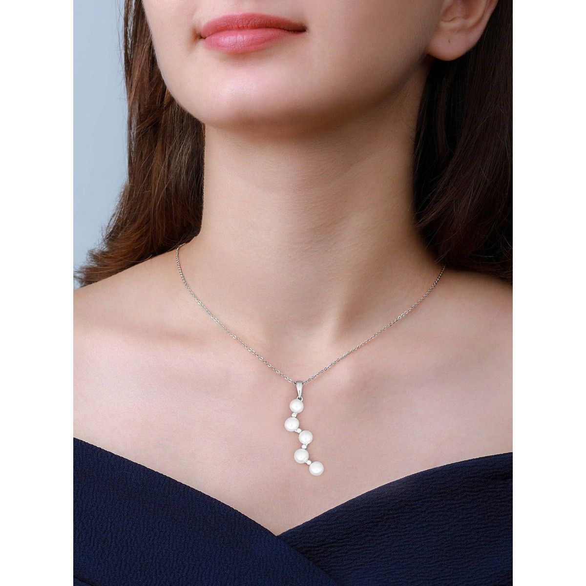 Buy GIVA 925 Sterling Silver Pearl Zig-Zag Pendant With Link Chain For ...