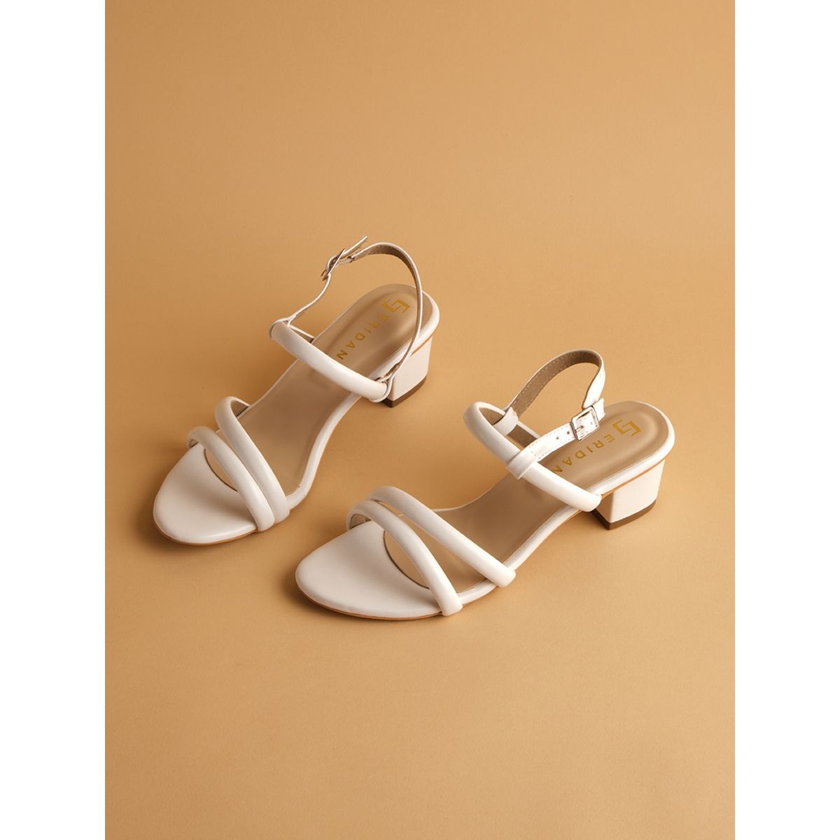 Eridani Solid Leonora White Heels: Buy Eridani Solid Leonora White ...