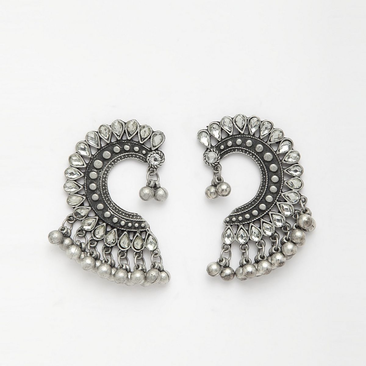 Moedbuille Ghungroo & Stones Studded Tribal Design Oxidised Silver ...