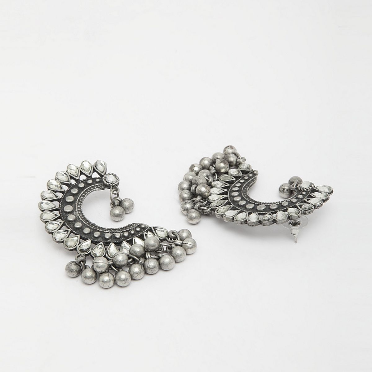 Moedbuille Ghungroo & Stones Studded Tribal Design Oxidised Silver ...