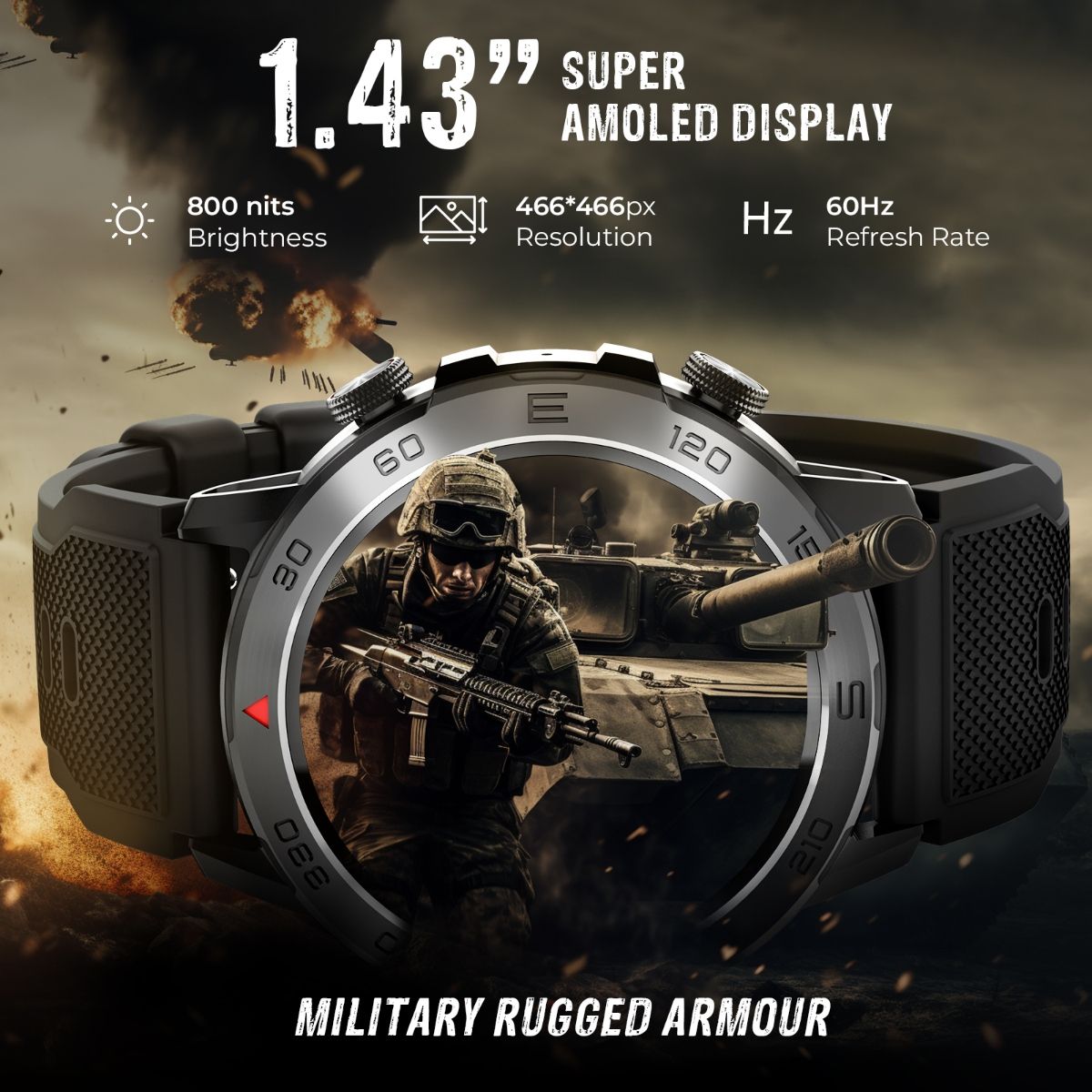 Buy beatXP Duke 1.43'' Rugged Super Amoled Display, BT Calling ...