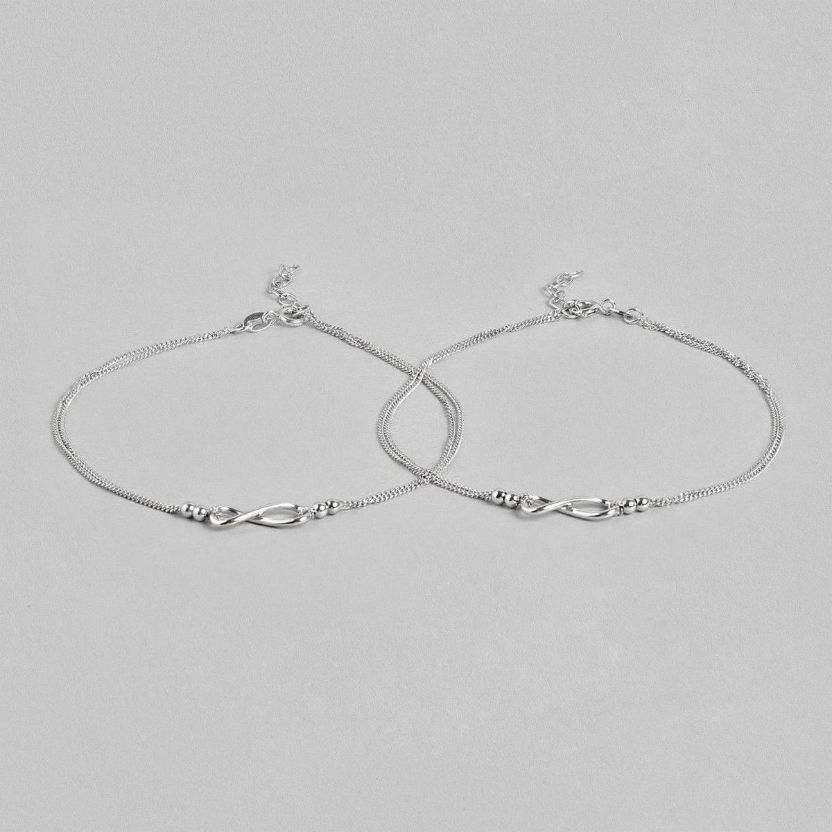Buy Zavya Infinity Dual Chain 925 Sterling Silver Anklets Online