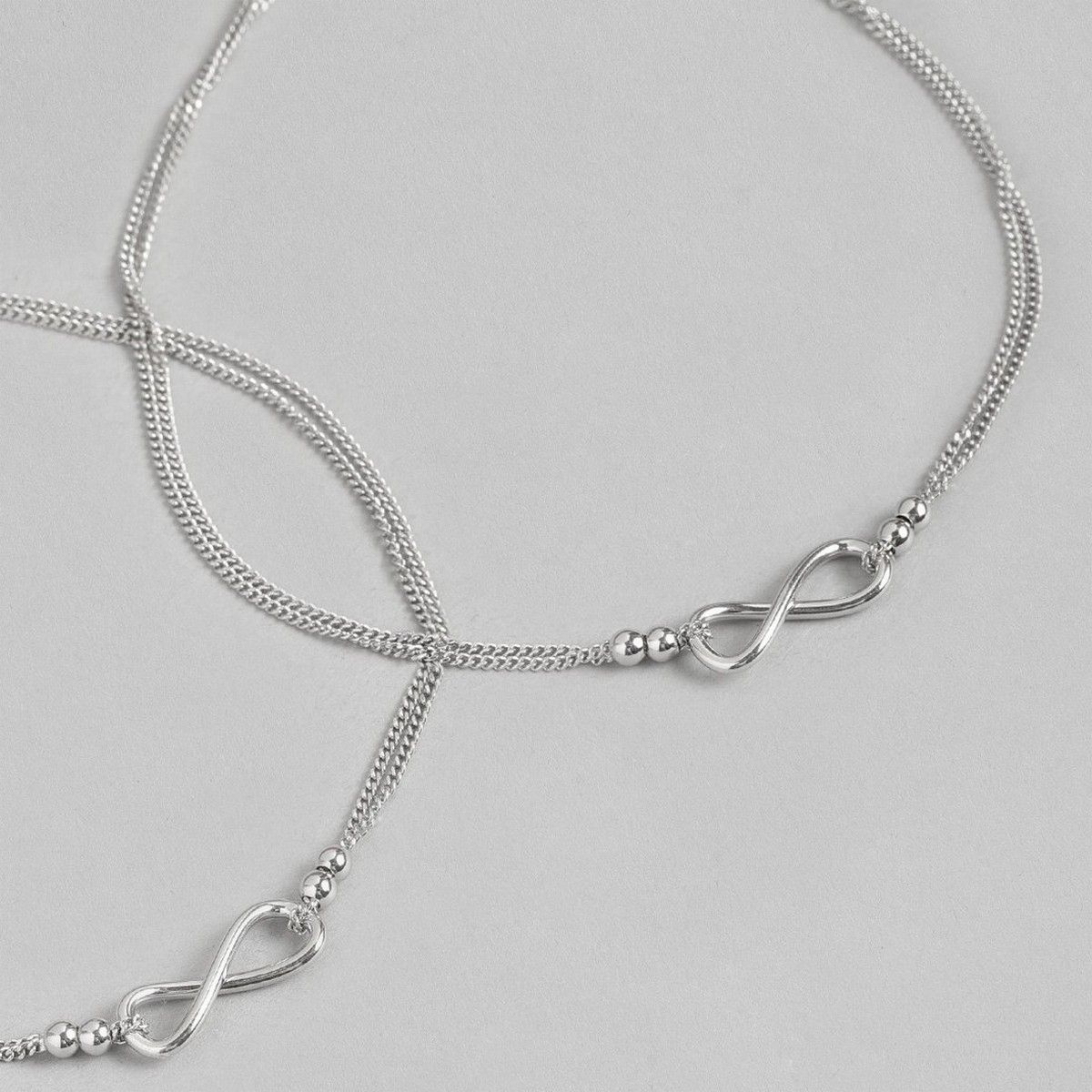 Buy Zavya Infinity Dual Chain 925 Sterling Silver Anklets Online