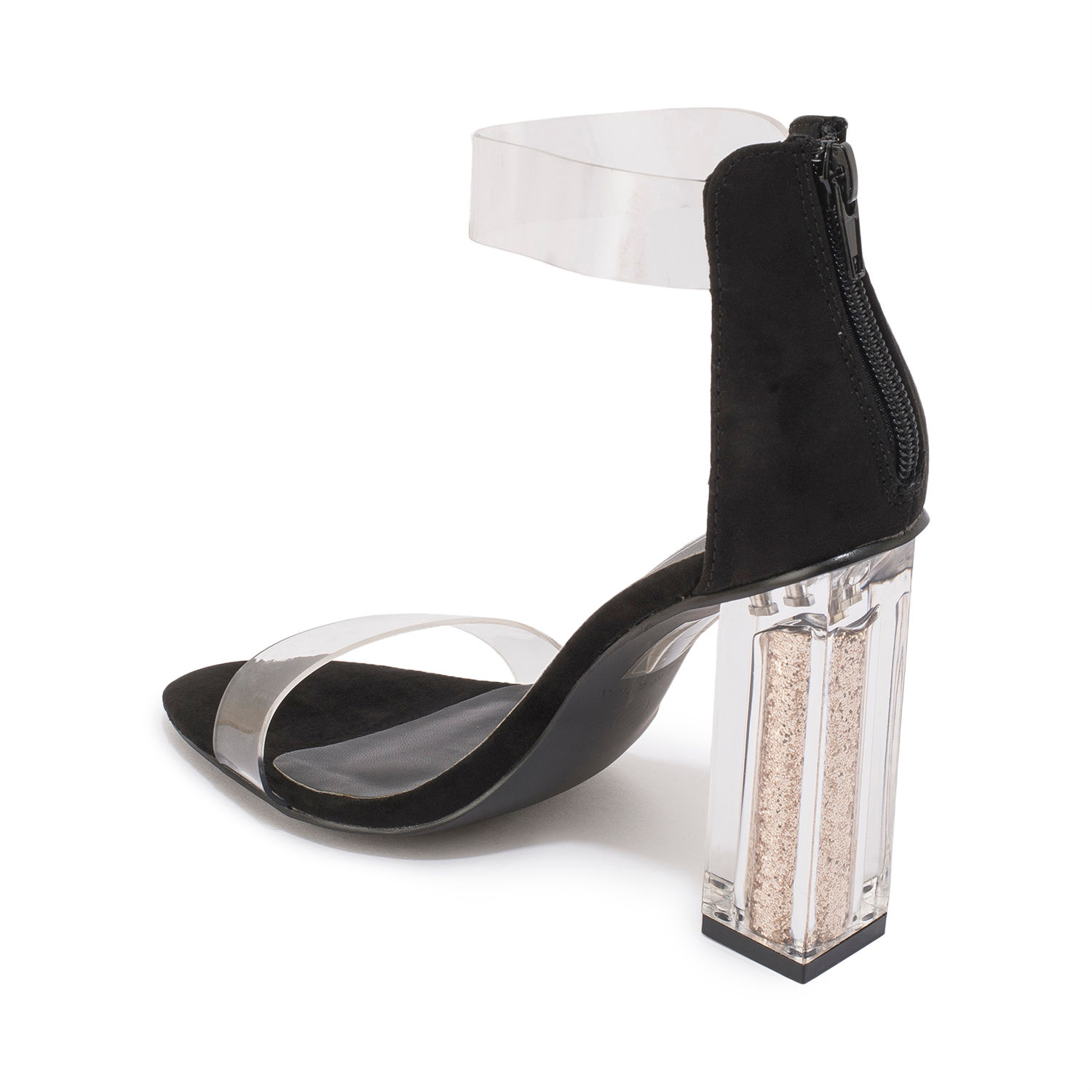 Truffle Collection Black Perspex Glitter Sandal: Buy Truffle Collection ...