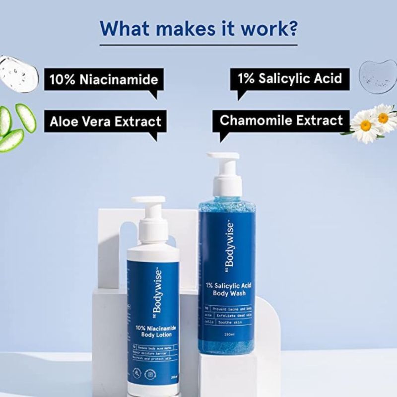 Be Bodywise 1 Salicylic Acid Body Wash 10 Niacinamide Body Lotion