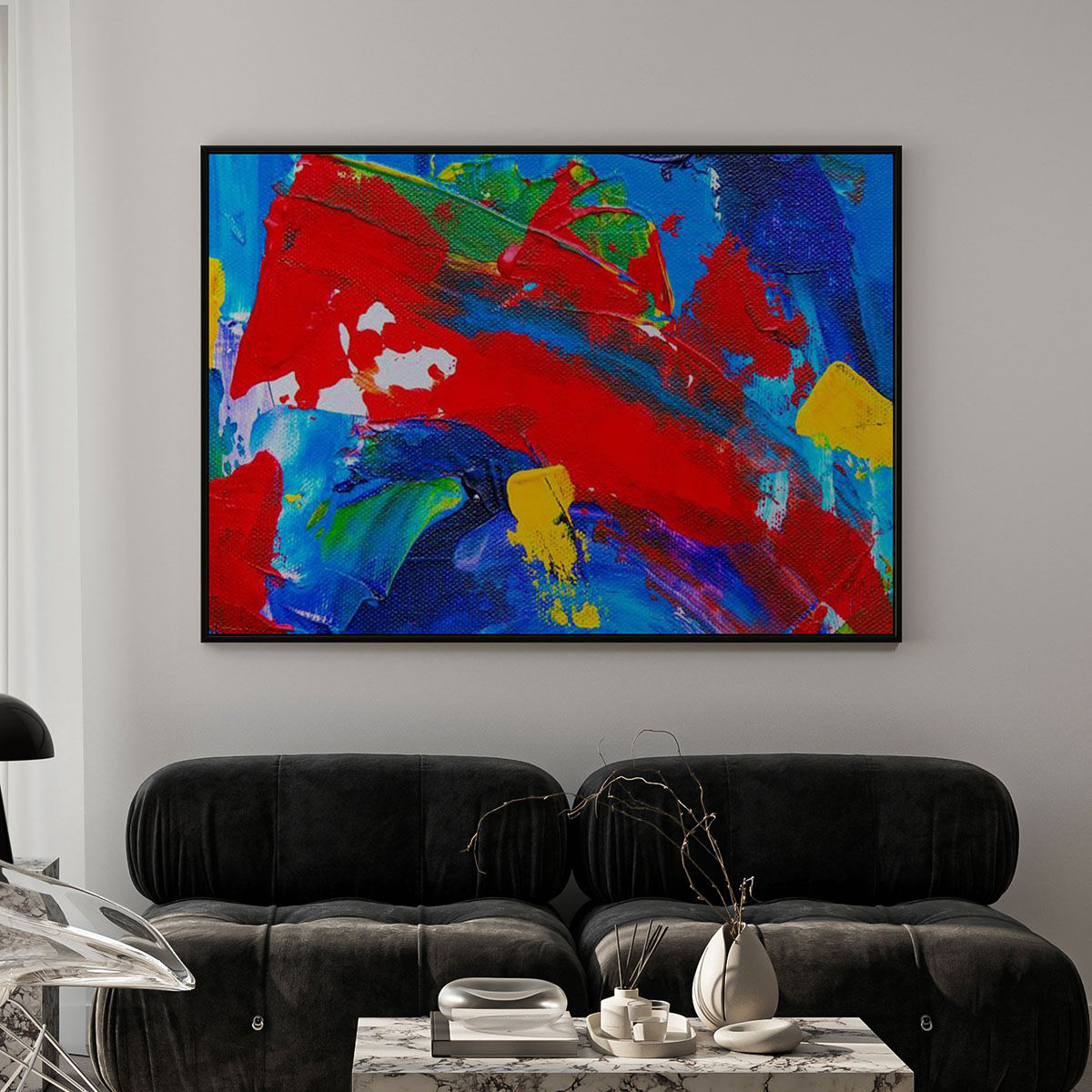 Buy ARTCREST Multi-Color Abstract Art Palette Black Box Framed Painting ...