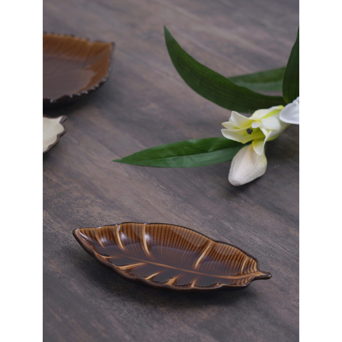 Pure Home + Living Set of 2 Alder Beige Leaf Platter: Buy Pure Home ...