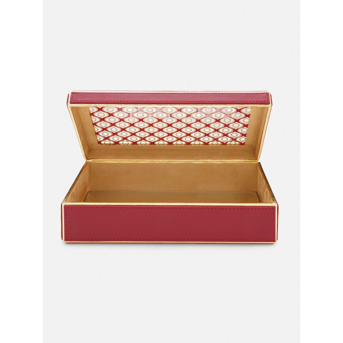 Buy Pure Home + Living Red Printed Glass Faux Leather Storage Box with ...