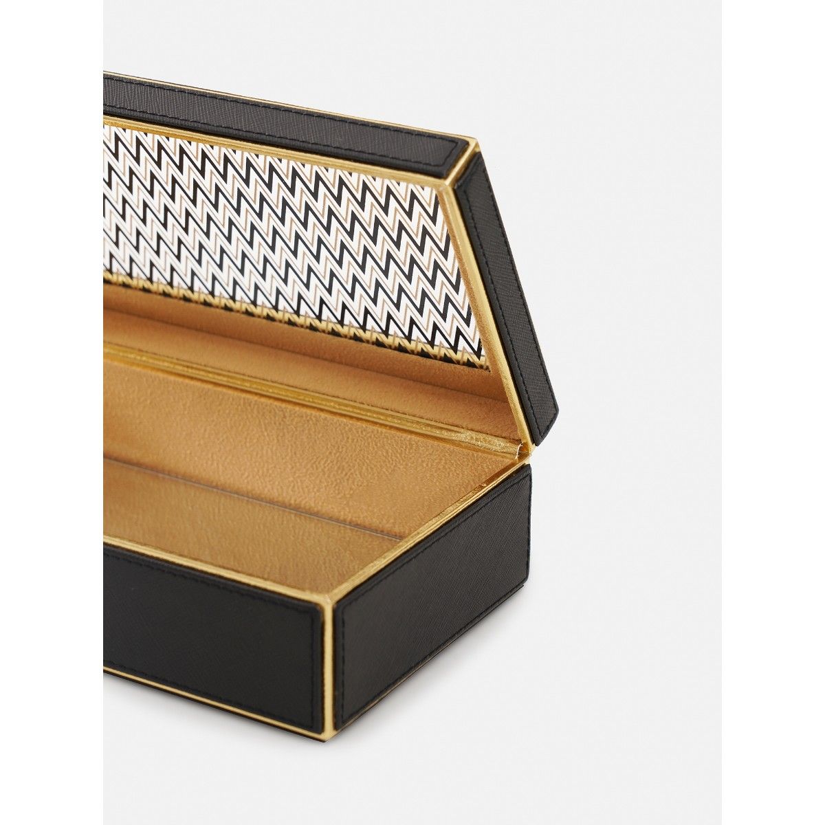 Buy Pure Home + Living Black Printed Glass Faux Leather Storage Box ...