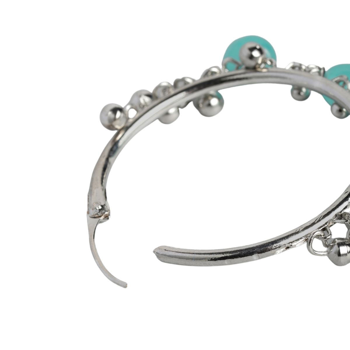 Buy Accessher Silver Plated Blue Hoops For Women And Girls Online