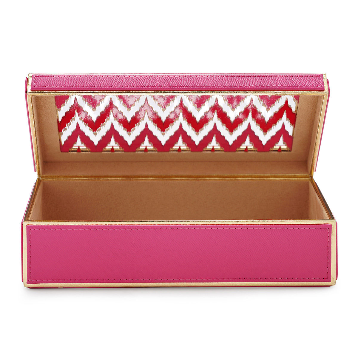 Buy Pure Home + Living Pink Glass Printed Faux Leather Box with Lid Online