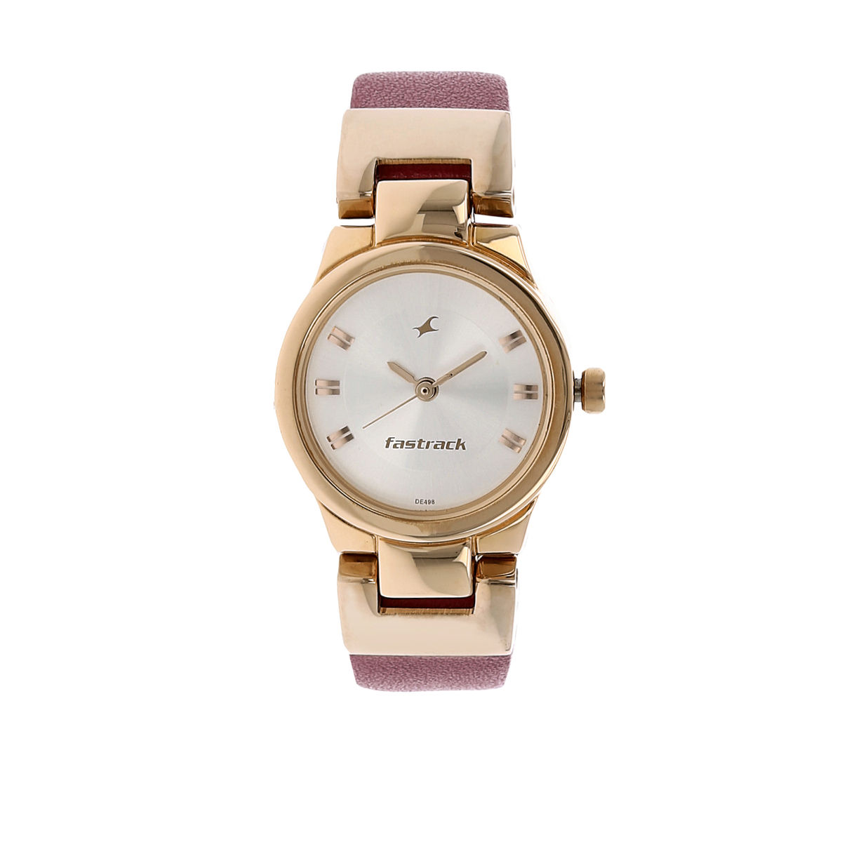 Buy Fastrack Silver Dial Pink Leather Strap Watch Online