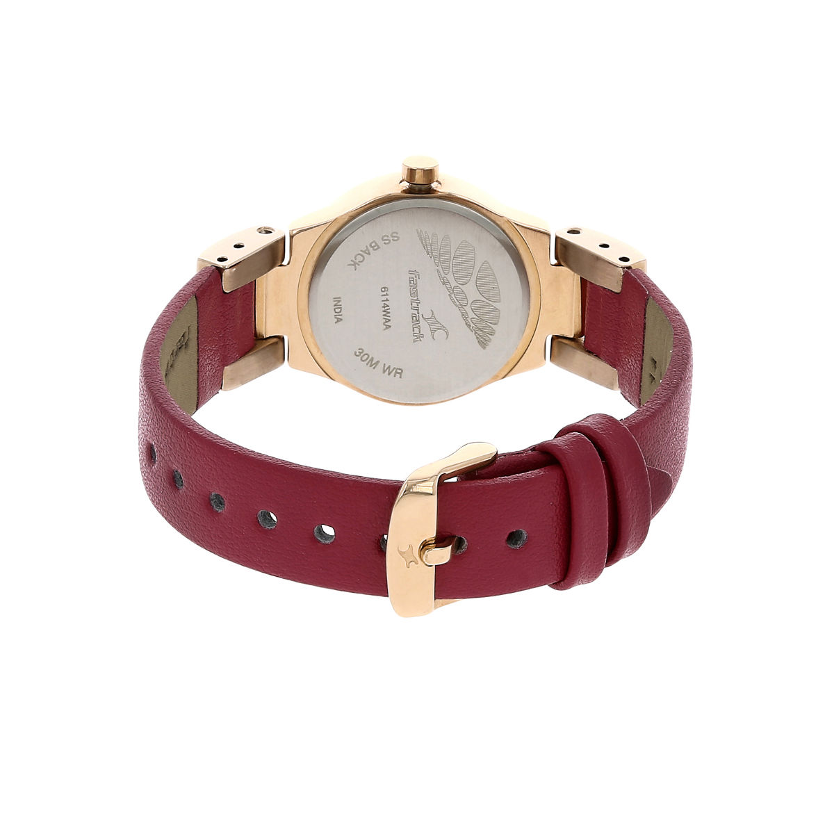 Buy Fastrack Silver Dial Pink Leather Strap Watch Online