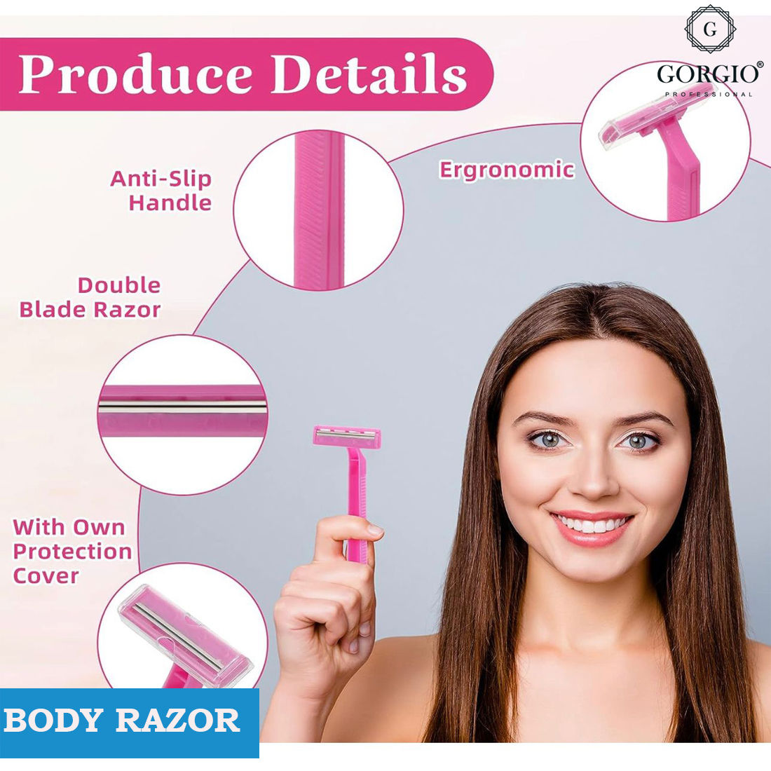 Gorgio Professional Body/Facial Hair Razor - Set Of 2 (Colour/Shape May ...