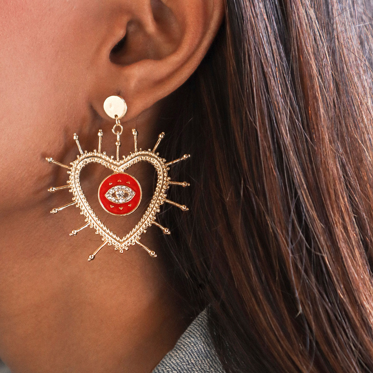 Buy Pipa Bella by Nykaa Fashion Heart Evil Eye Spiked Earrings Online