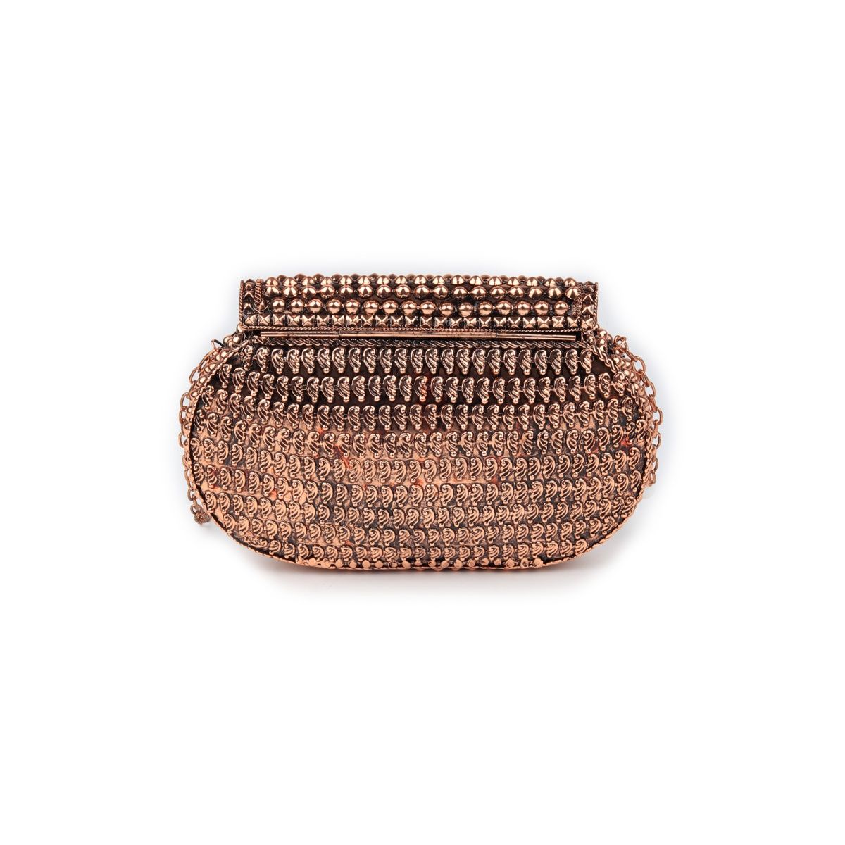 Buy Odette Bronze Colored Metal Clutch Online