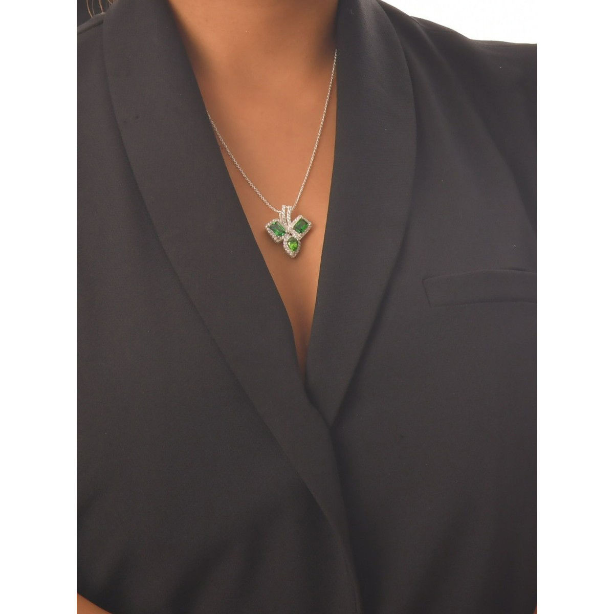 Buy Hiara Jewels 925 Sterling silver Emerald Triple Tangle pendant Online