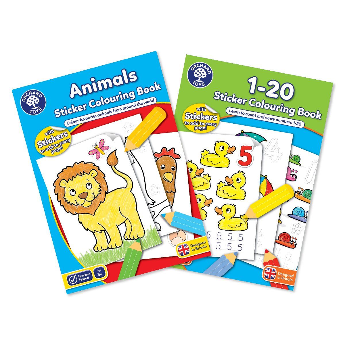 Orchard Toys Animals and 1-20 Sticker Colouring Books (Set of 2): Buy ...