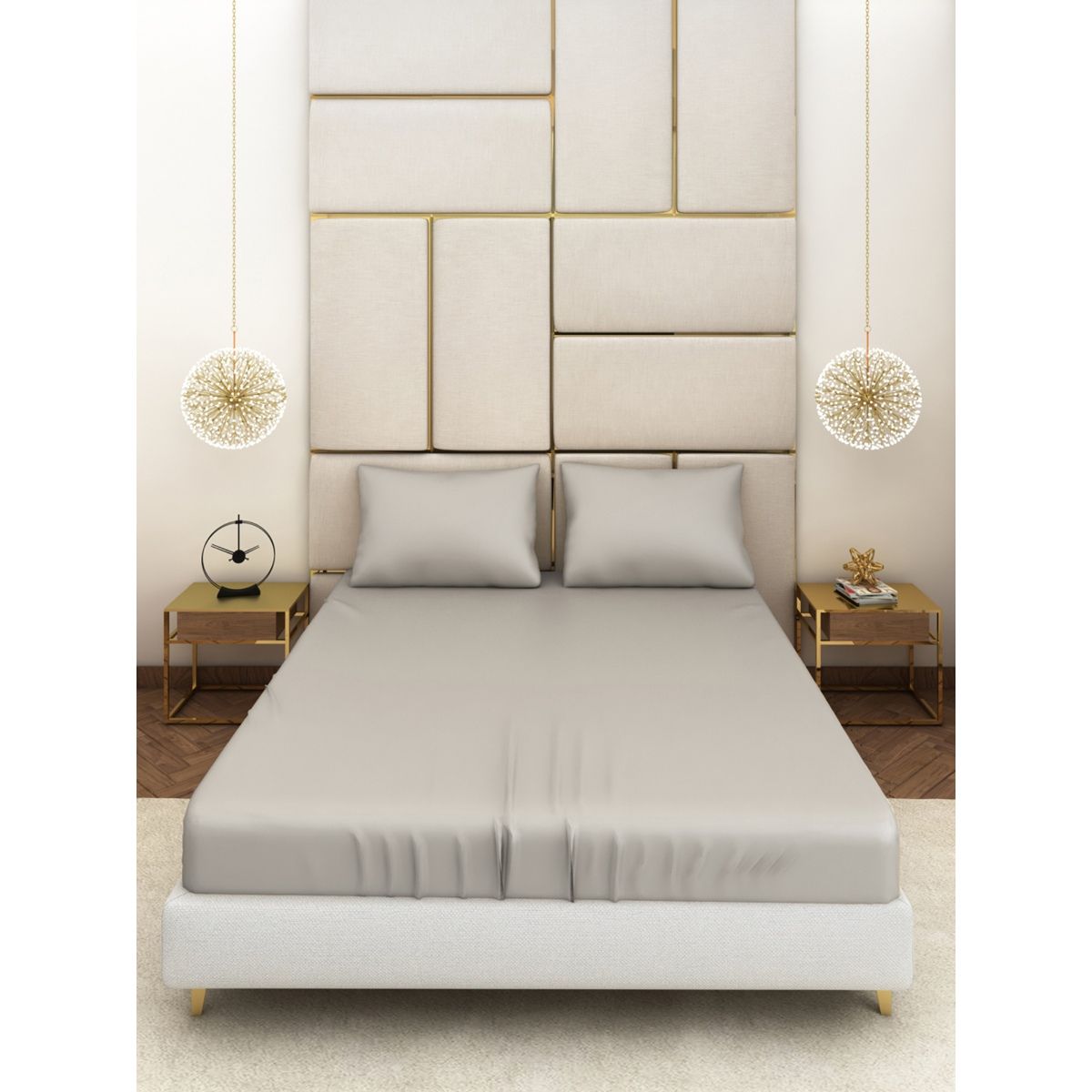 SEEVO Satin 400 TC Bedsheet Light Grey (King): Buy SEEVO Satin 400 TC ...