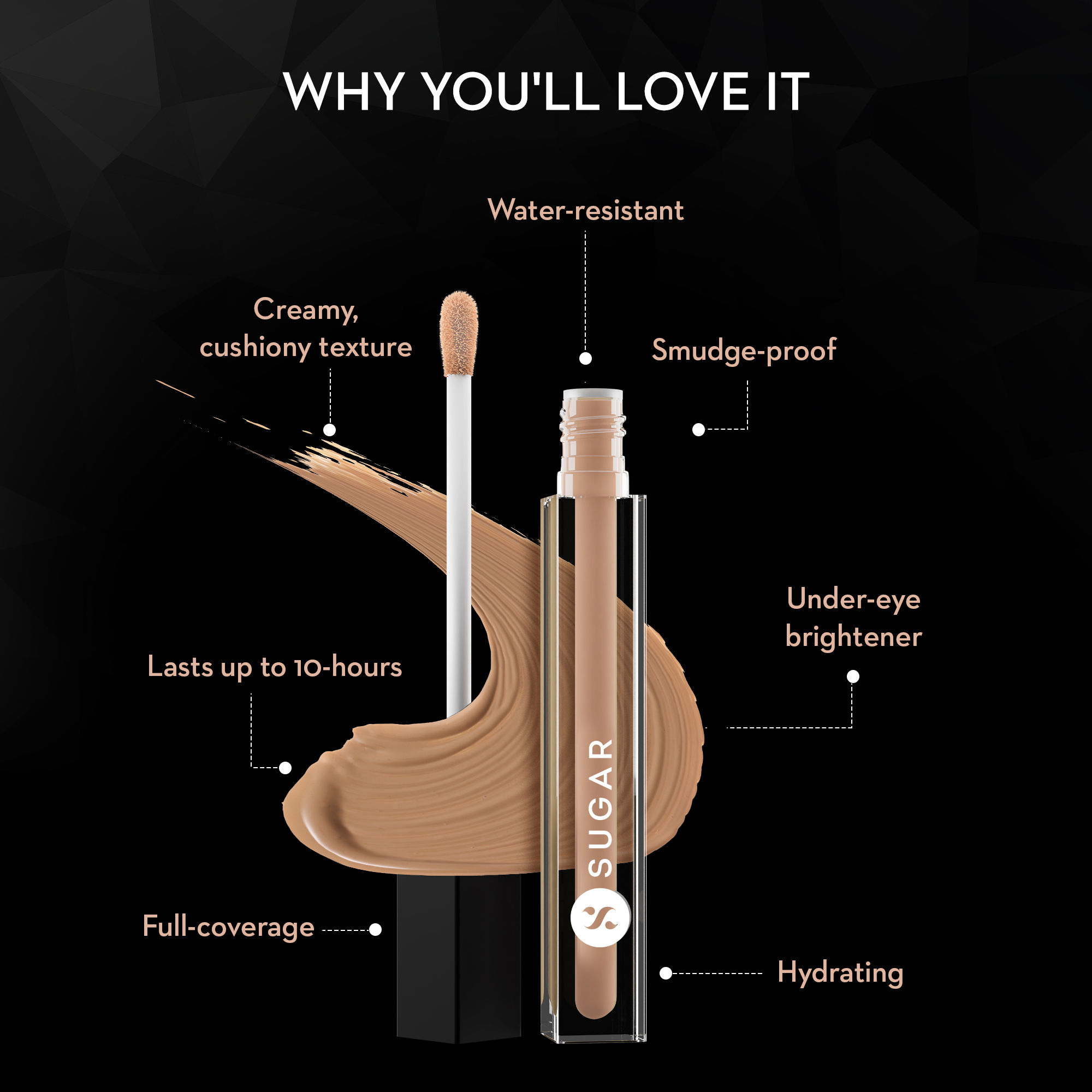 SUGAR Auto Correct Creaseless Concealer - (Golden Undertone) 12 Con ...