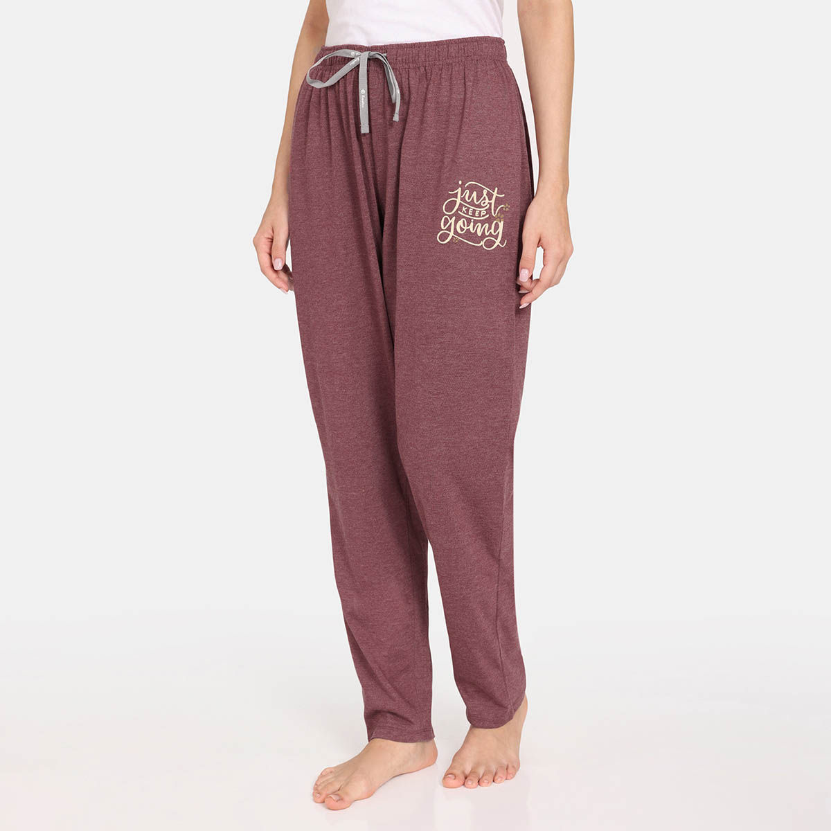 Buy Zivame Rosaline Joy Sticks Knit Cotton Pyjama - Merlot Online